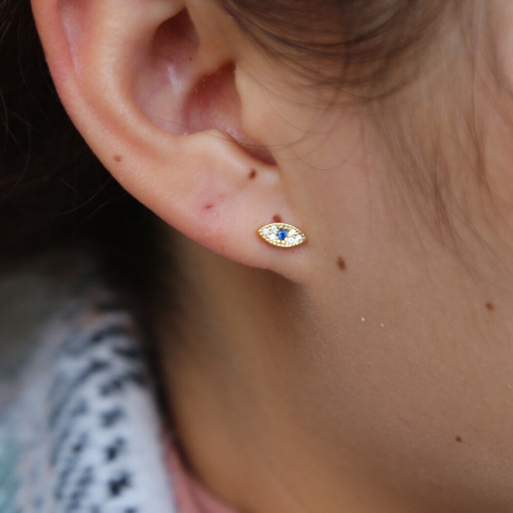 Blue CZ Evil Eye Studs – Pineal Vision Jewelry