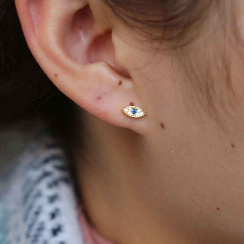 Blue CZ Evil Eye Studs – Pineal Vision Jewelry