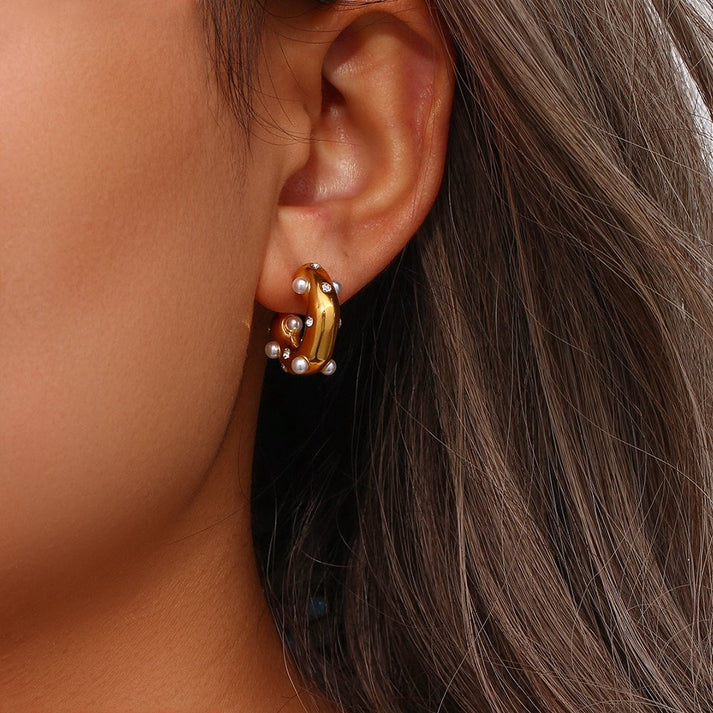 Pearl Barnacle Gold Hoops – Pineal Vision Jewelry